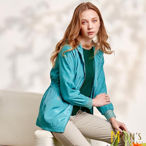 MONS 輕閒蕾絲帽領蠶絲外套|連帽外套|ETMall東森購物網