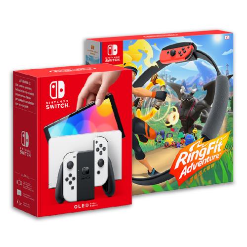 【普雷伊】【NS】Nintendo Switch OLED 白色 主機+健身環大冒險 RingFit《中文版》(電力加強版台灣公司貨)|NS主機|ETMall東森購物網