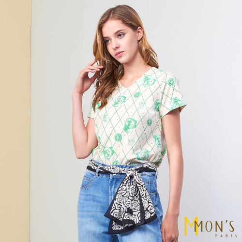 MONS 晶鑽菱格印花上衣|T恤|ETMall東森購物網