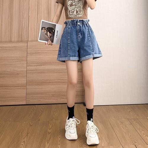 KVOLL-玩美衣櫃韓版百搭花邊牛仔短褲M-6XL|牛仔褲|ETMall東森購物網