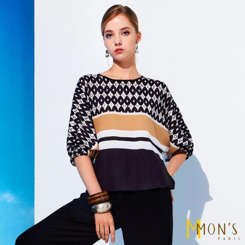 MONS 簡約都會字母拼接條紋上衣|T恤|ETMall東森購物網