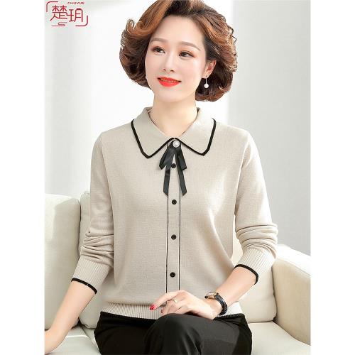 秋裝洋氣T恤50歲翻領打底衫上衣|中老年女裝|ETMall東森購物網