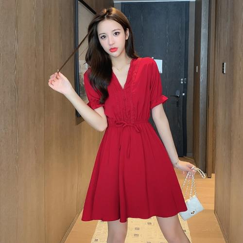 夏季新款嬌小矮個子150顯高145女裝155收腰雪紡連衣裙減齡a字短裙|會員獨享好康折扣活動|洋裝|ETMall東森購物網