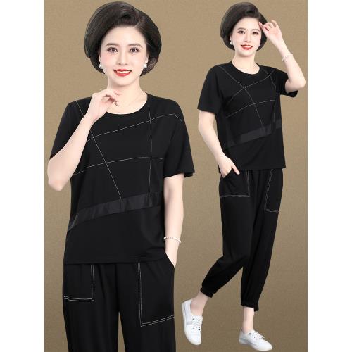 中年媽媽t恤薄款兩件套40歲夏裝|中老年女裝|ETMall東森購物網