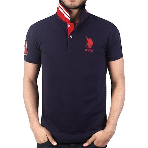 US Polo 2023男時尚大馬球標誌合身深藍色短袖POLO|短袖|ETMall東森購物網