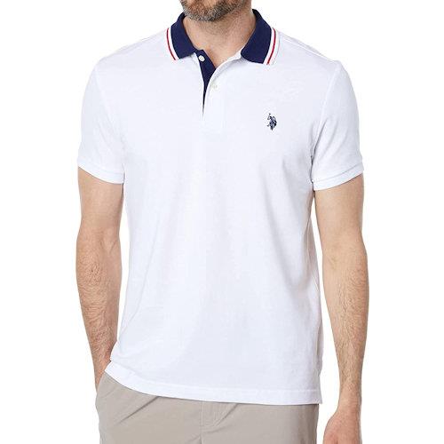 US Polo 2023男時尚小馬球造型領合身白色短袖POLO|短袖|ETMall東森購物網