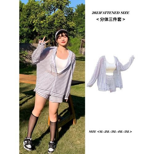 大碼泳衣分體女顯瘦胖mm200斤運動平角褲性感遮肉三件套溫泉泳裝|分離泳衣|ETMall東森購物網