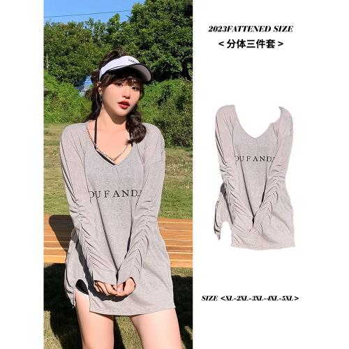 大碼泳衣分體女顯瘦胖mm200斤運動平角褲性感遮肉三件套溫泉泳裝|分離泳衣|ETMall東森購物網