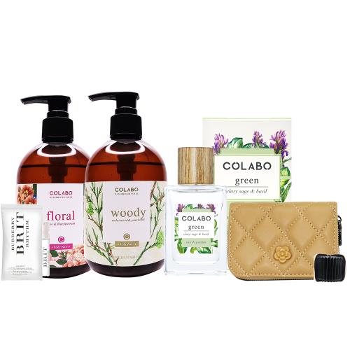 【買1送4】COLABO GREEN C&B 淡香精100ml (加贈香氛沐浴乳*2+Burberry女性淡香水2ml*1+小花卡夾*1 ...