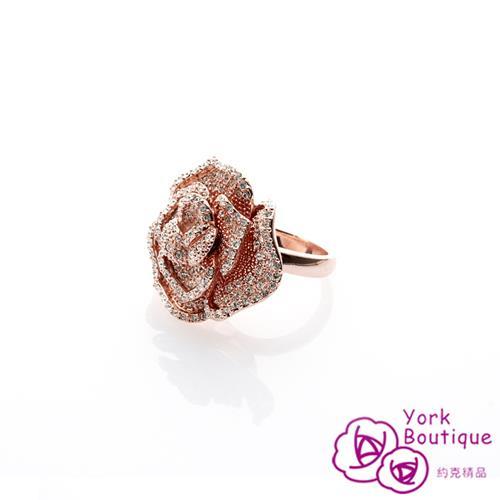 【約克精品】經典玫瑰LOGO施華洛元素晶鑽鍍18K玫瑰金戒指(SGS認證)|晶鑽戒指|ETMall東森購物網