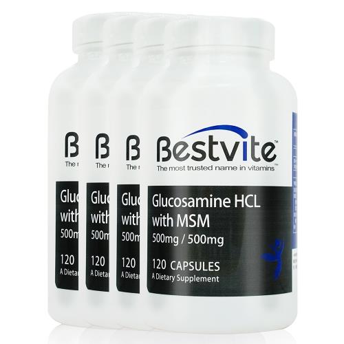 【美國BestVite】必賜力葡萄糖胺+MSM膠囊4瓶組 (120顆*4瓶)|MSM|ETMall東森購物網
