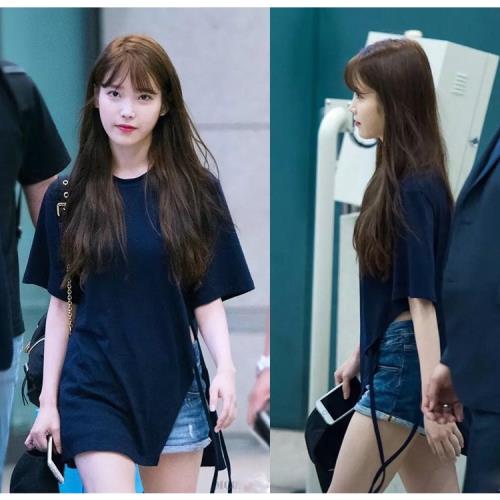 IU側開叉寬松上衣圓領短袖T恤|T恤|ETMall東森購物網