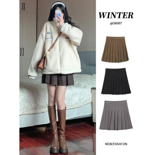 小個子百褶裙女半身裙短裙春秋冬2025新款高腰顯瘦灰色jk裙a字裙|半身裙|ETMall東森購物網