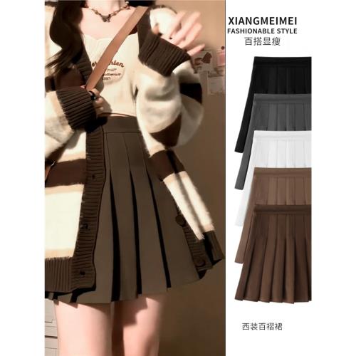 百褶裙女春夏黑色短裙jk大碼高腰顯瘦a字小個子胖mm半身裙子秋季|半身裙|ETMall東森購物網