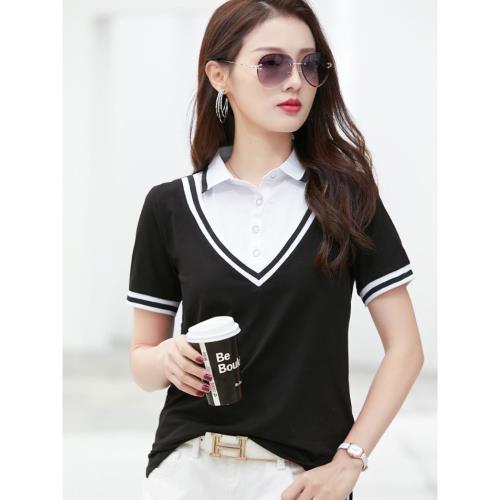 女裝ins襯衫有領上衣短袖t恤|T恤|ETMall東森購物網