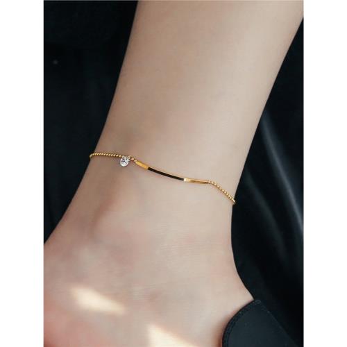 ins女士18K網紅微笑鋯石金腳鏈|腳鍊|ETMall東森購物網