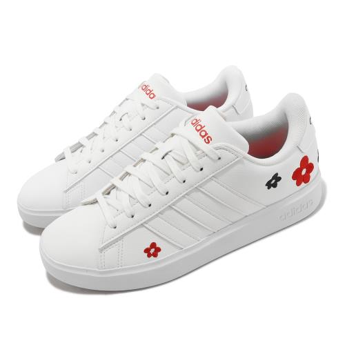 adidas 休閒鞋 Grand Court 2 女鞋 白 紅 皮革 小花 花朵 刺繡 小白鞋 愛迪達 HP9416|休閒運動鞋|ETMall ...