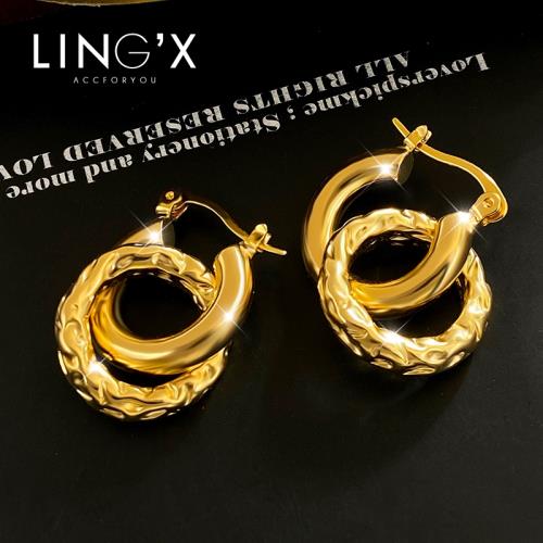 玲秀歐美夸張設計感鍍18k金耳圈|耳環|ETMall東森購物網