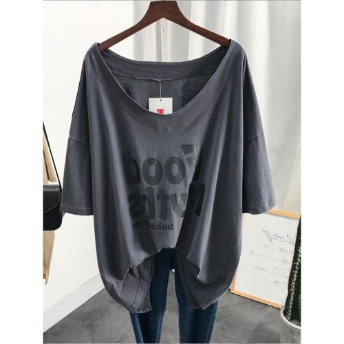 特大碼女裝2-300斤胖妹妹mm夏季短袖t恤女上衣寬松v領大領口遮肉|T恤|ETMall東森購物網