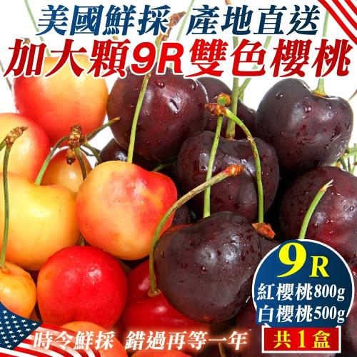 果物樂園-美國加大顆雙色櫻桃(白櫻桃9R 500g+紅櫻桃9R 800g/盒)|櫻桃|ETMall東森購物網