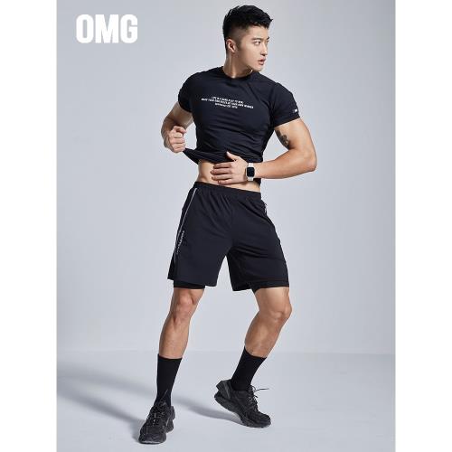 OMG潮牌 錦綸高彈力緊身健身衣服男士透氣跑步訓練短袖運動T恤|健身衣|ETMall東森購物網