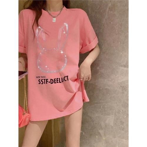 歐貨大版重工燙鉆半袖ins t恤|T恤|ETMall東森購物網