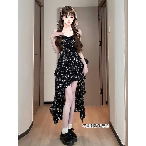 小個子連衣裙法式減齡網紅穿搭145cm顯高夏季碎花吊帶仙女長裙xxs|洋裝|ETMall東森購物網