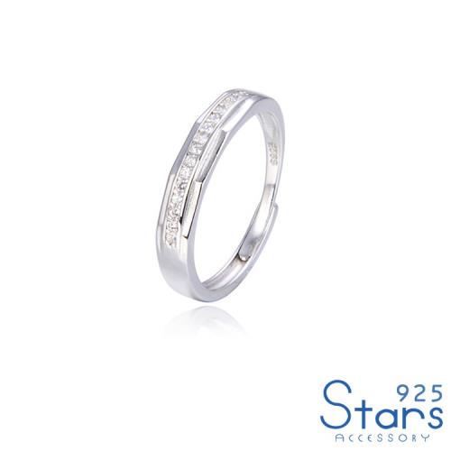 【925 STARS】純銀925微鑲美鑽時尚極簡造型戒指 開口戒 造型戒指 美鑽戒指|925純銀戒指|ETMall東森購物網