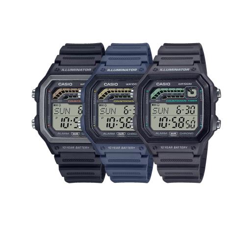 CASIO 卡西歐 10年電池壽命 經典數位休閒錶 WS-1600H 計時 鬧鈴|數位電子錶|ETMall東森購物網