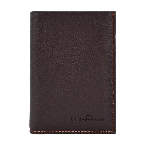 LA BAGAGERIE Alexandre系列粒面牛皮多卡層零錢袋翻蓋直式短夾(咖啡)|夾類/零錢包|ETMall東森購物網