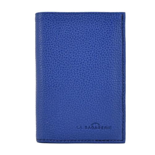 LA BAGAGERIE Alexandre系列粒面牛皮多卡層零錢袋翻蓋直式短夾(藍)|夾類/零錢包|ETMall東森購物網