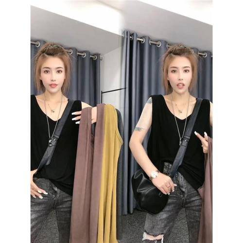 歐洲站300斤設計感小眾無袖上衣夏季大碼200斤無袖韓版背心T恤女|T恤|ETMall東森購物網