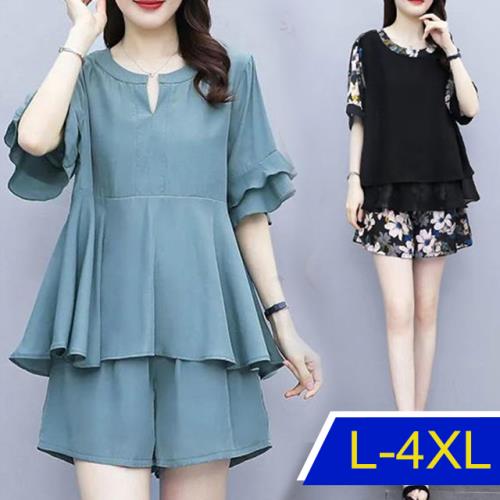 型-【韓國K.W.】韓國專櫃顯瘦假二件式套裝組|短袖洋裝|ETMall東森購物網