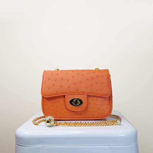 【M2nd】博爾內鴕鳥皮圓法包(橘色)|肩背包|ETMall東森購物網