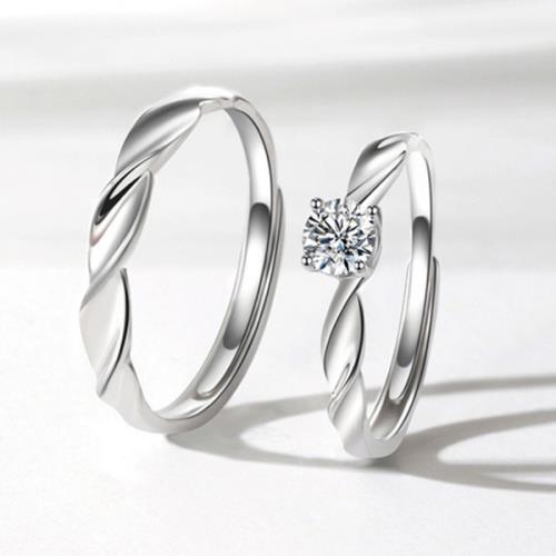【Sayaka紗彌佳】925純銀環繞愛情簡約鑲鑽造型對戒 開口戒|925純銀戒指|ETMall東森購物網