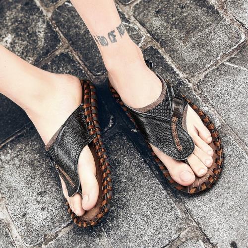 特大碼人字拖男真皮45加大號46男士拖鞋外穿47沙灘防滑休閑涼拖48|夾腳拖|ETMall東森購物網