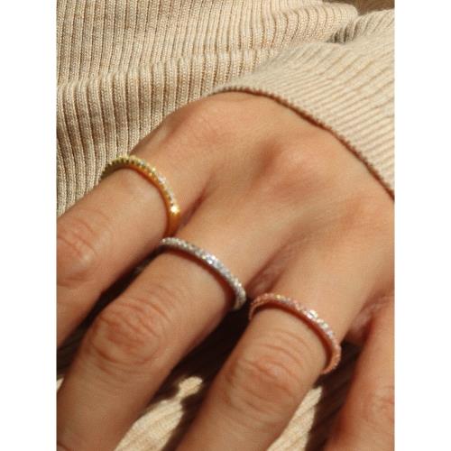 WEARRING 網紅復古輕奢鑲嵌滿鉆素圈戒指女S925純銀超細超閃指環|戒指/指環|ETMall東森購物網