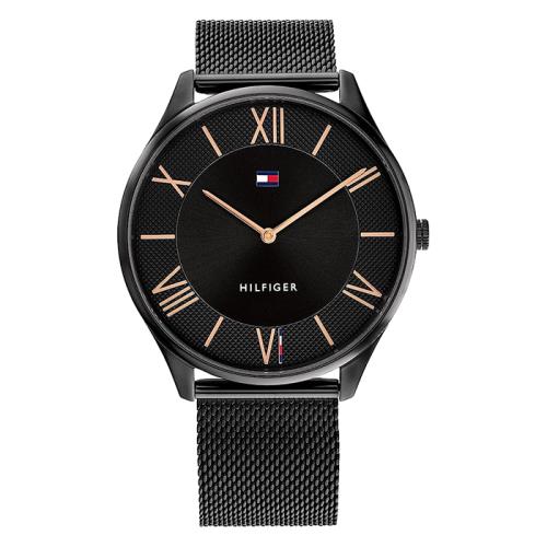 【Tommy Hilfiger】1710513 簡約風格 羅馬字 米蘭錶帶男錶 43mm 黑/玫瑰金|會員獨享好康折扣活動|Tommy ...