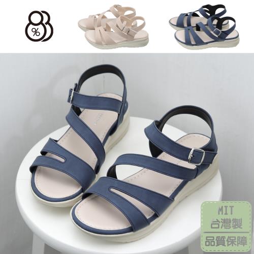【88%】涼鞋 楔型鞋 MIT台灣製 素色皮質鞋面魔鬼氈穿脫楔型前2cm跟4cm涼拖鞋|楔型涼鞋|ETMall東森購物網