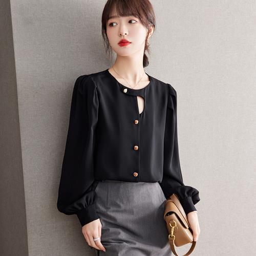 白色戀人-玩美衣櫃女雪紡衫燈籠袖時尚OL上衣S-2XL(共二色)|上衣|ETMall東森購物網