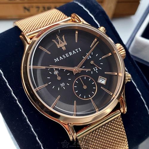 MASERATI手錶, 男女通用錶 42mm 玫瑰金圓形精鋼錶殼 黑色三眼, 時分秒中三針顯示錶面款 R8873618005|Maserati ...