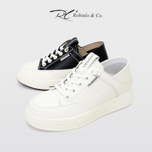 Robinlo真皮2WAY極簡舒適厚底小白鞋ANISE-經典黑/純淨白|休閒鞋|ETMall東森購物網