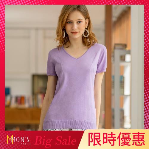 MONS 國際精品V領蠶絲針織上衣|針織上衣/毛衣|ETMall東森購物網