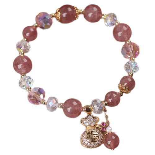 Jpqueen 鑲鑽錢袋招財串珠手鍊(粉色)|串珠手鍊/手環|ETMall東森購物網