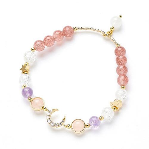 Jpqueen 月影星光水鑽拼接水晶串珠手鍊(粉色)|串珠手鍊/手環|ETMall東森購物網