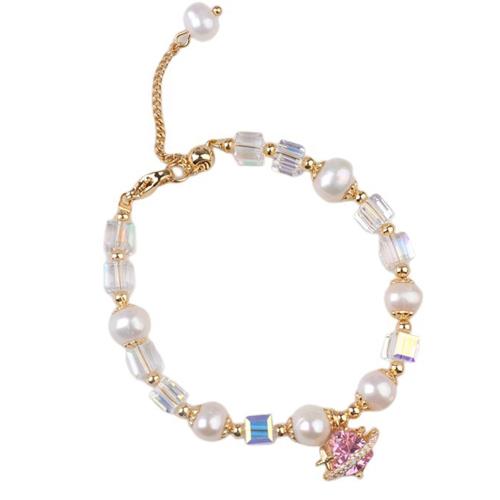 Jpqueen 圓珠水晶珍珠粉愛心抽拉式可調手鍊(白色)|串珠手鍊/手環|ETMall東森購物網