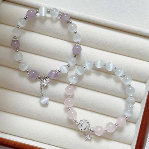 Jpqueen 清透貓眼雙色交錯串珠水晶手鍊(2色可選)|串珠手鍊/手環|ETMall東森購物網