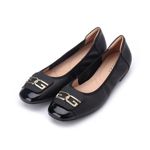LUZZI 雙G釦平底鞋 黑 女鞋 鞋全家福|會員獨享好康折扣活動|莫卡辛鞋|ETMall東森購物網
