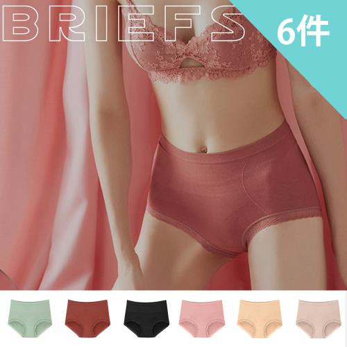 【enac 依奈川】6件組 現貨 無縫高腰收腹蕾絲內褲(隨機)|三角褲|ETMall東森購物網