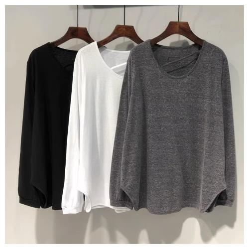 AKARA 中大服飾 超親膚細緻手感寬鬆長袖罩衫上衣 M-3XL 3色選 現+預 |造型上衣|ETMall東森購物網